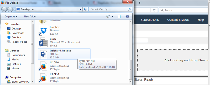 Uploading PDFs via HTML5 | Support | PageSuite